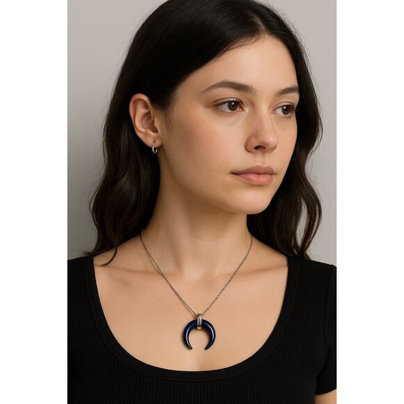 Jewelry | Indigo Authority Crescent Horn Necklace Earrings Set | Poshmark